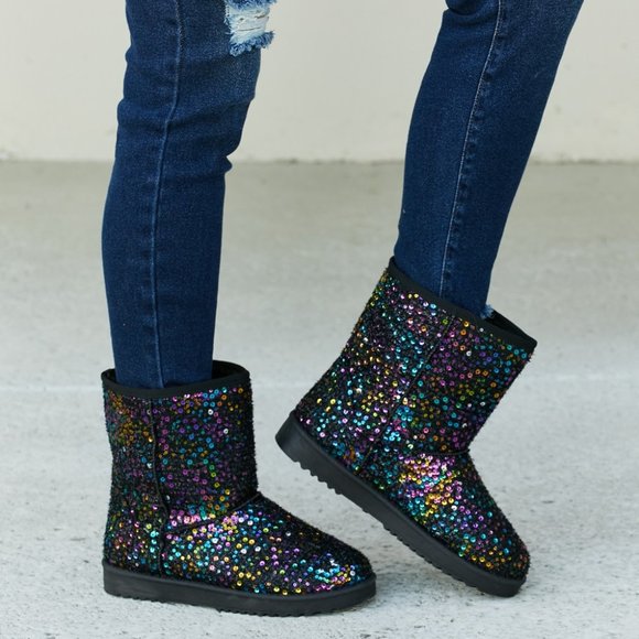 Forever Link | Shoes | Forever Link Multicolored Sequin Snow Boots ...